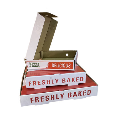 Goods in Stock Wholeasale Corrugated Kraft 8-12 Inch Pizza Box Food Packaging Box with Disposable Lock, MOQ 100PCS