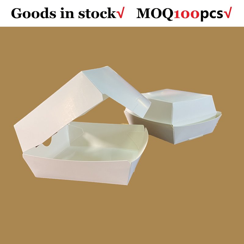 Goods in Stock Wholesale Foldable Cheap Customized Logo Food Takeaway Hamburger Full Printing Packing Box Packaging Food
