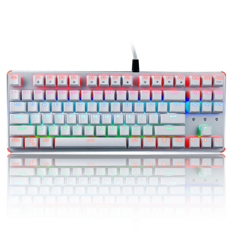 87 Keys Illuminated Gaming Keyboard Metal Cover Double Color Plastic Keycap
