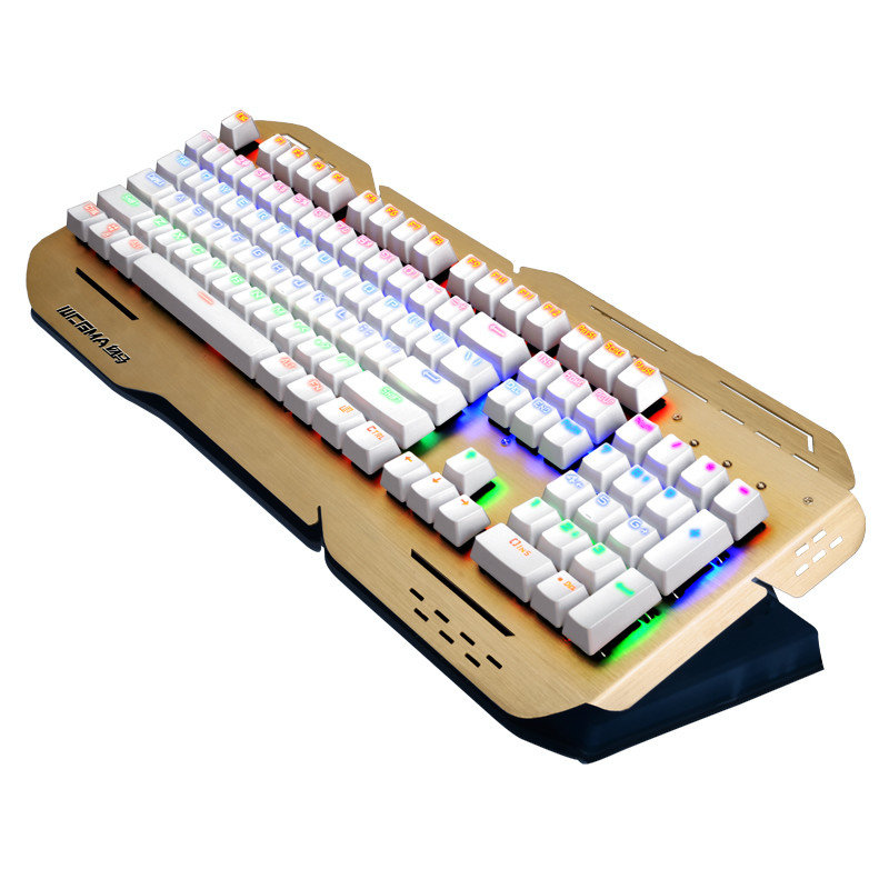 Blue Switch 104 Multimedia Ergonomic Backlit Keyboard Aluminum Alloy Plate
