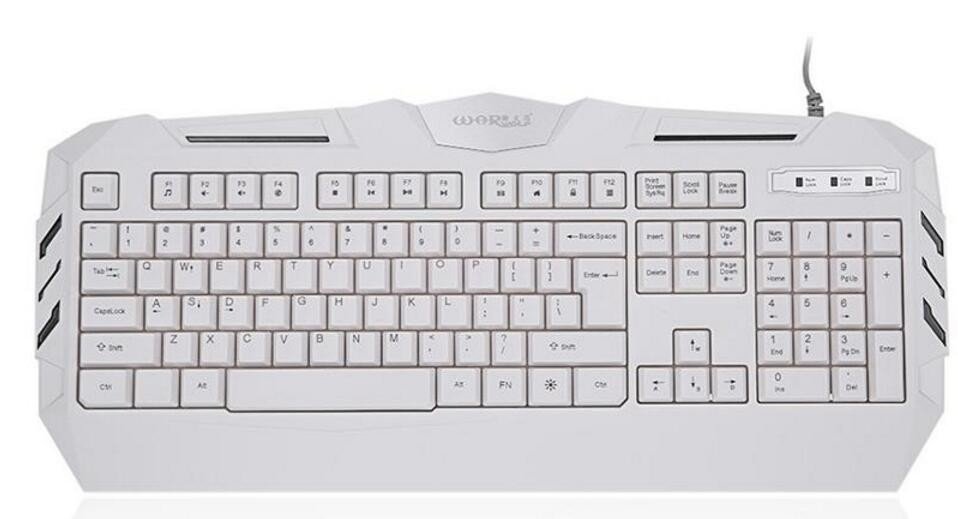 Low Noise Wired Gaming Keyboard 104 Keys Backlight White Axis USB with 2M Cable