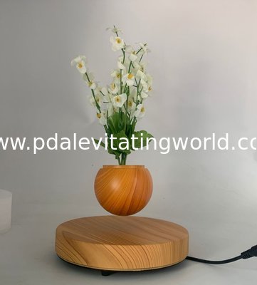 round wonden base magnetic levitation floating bottom air bonsai plant tree pot flowerpot