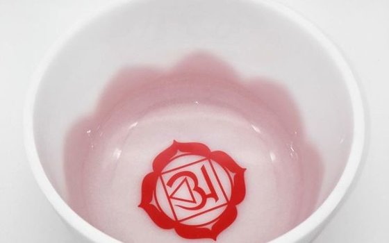 Set of 7 pcs 8"-14" 7 notes with lotus Chakra design Frosted Quartz Crystal Singing Bowl