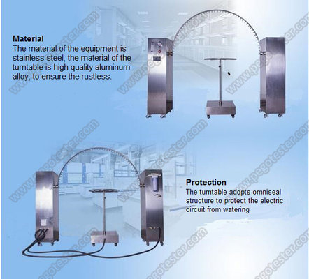 IEC60529 IPX3 IPX4 waterproof test rig with R1000 oscillating tube double pillar structure made by stainles steel