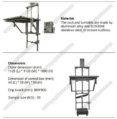 IP waterproof test rig for IPX1 and IPX2 (wall hung type) with stainless steel turntable for live test