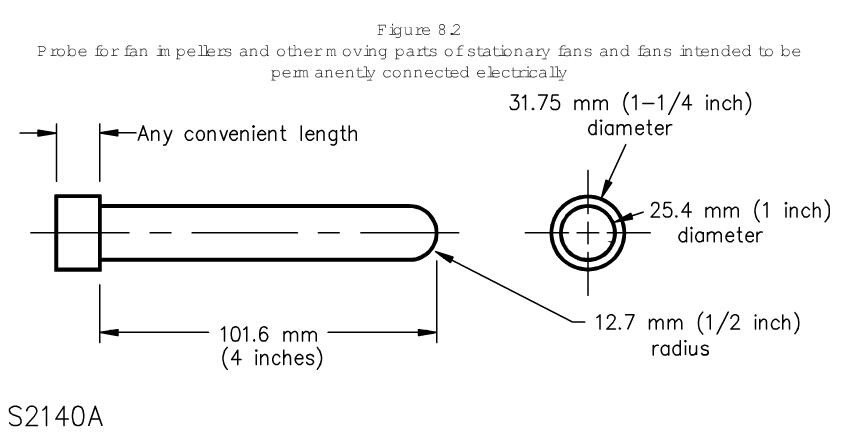 UL1278 UL1026 and UL507 S1140A UL Unjointed Test Finger Probe with 25.4mm Probe