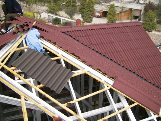 Bituminous Corrugated Roofing System, Roman Roof Tile