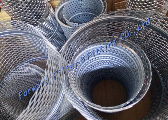 Customized Perforated Steel Pipe / Spiral Locked Seam Tube With 304 316L Tube Filter Core
