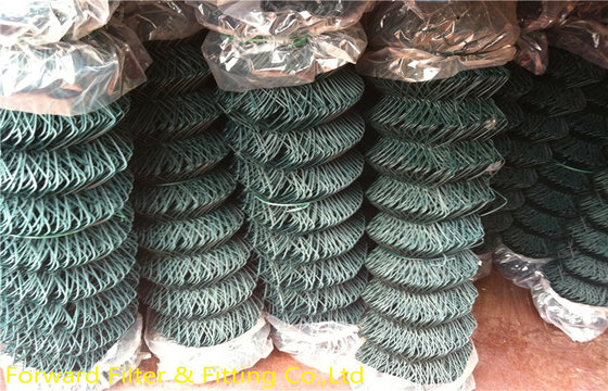Stainless Steel PVC Coated Fence Wire Mesh , Green Pvc Coated Chain Link Fencing