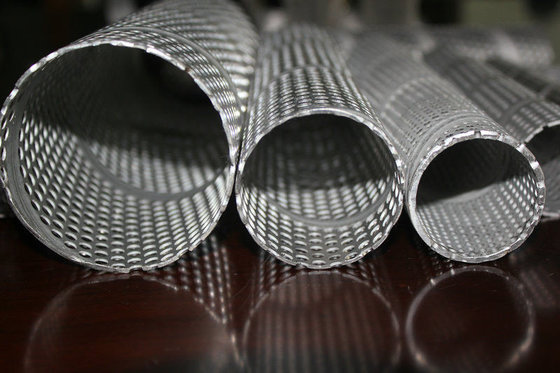 Mild Steel Welded Perforated Metal Tube For Oil Well , High Speed Hole Punching