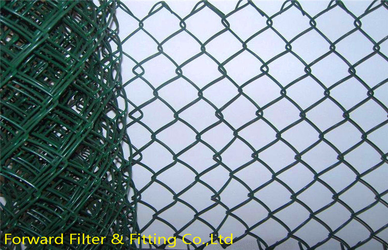 Stainless Steel PVC Coated Fence Wire Mesh , Green Pvc Coated Chain Link Fencing