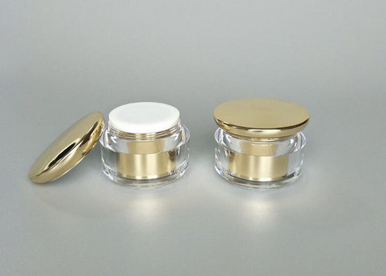 Silver / Golden Cosmetic Cream Jar , Empty Acrylic Round Cream Jar