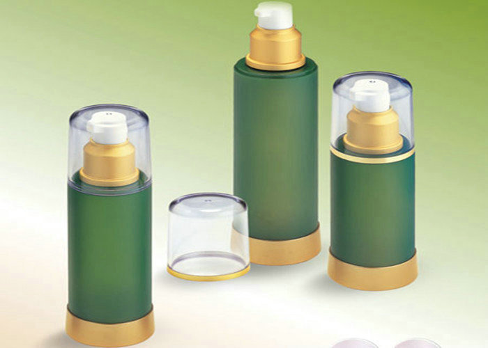 PP Green Airless Cosmetic Bottle With Transparent Cap for Cometic Packaging AM-ACP