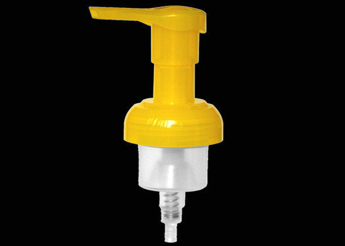 Yellow PP Plastic Fine Manual Aerosol Foaming Soap Pump for Cosmetic Package, PET Bottle