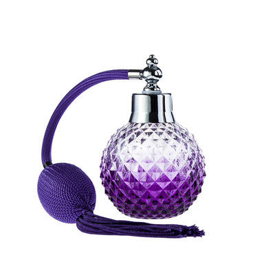 Purple Frosted Perfume Bottle With Bulb Atomizer Pineapple Shape 100Ml