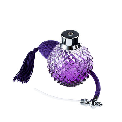 Purple Frosted Perfume Bottle With Bulb Atomizer Pineapple Shape 100Ml
