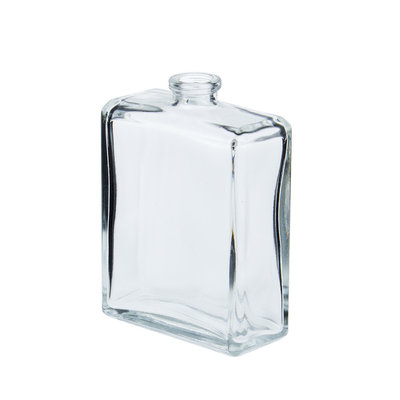 Transparent 100Ml Cuboid Glass Refillable Perfume Bottle In Crimp Pump
