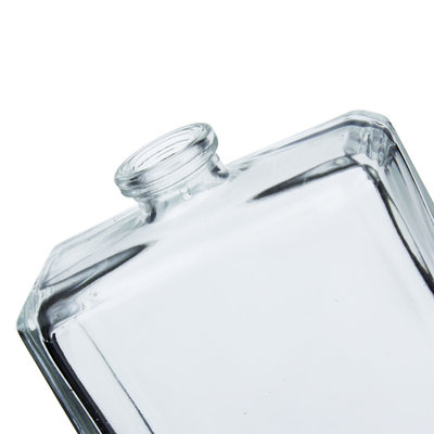 Transparent 100Ml Cuboid Glass Refillable Perfume Bottle In Crimp Pump