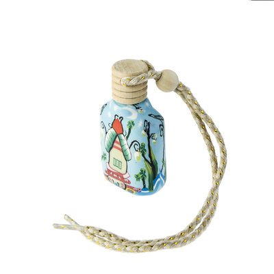 Protable Car Perfume Bottle With Wooden Cap Little Perfume Glass Bottle