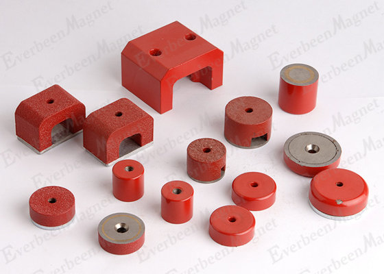 Alnico Pot Magnetic Assembly With Steel Cup Neodymium Mounting Red Painted