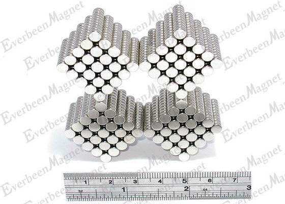 Super Strong Sensor NdFeB Permanent Magnets 4 * 2 mm Disc NdFeB Magnet Silver Color