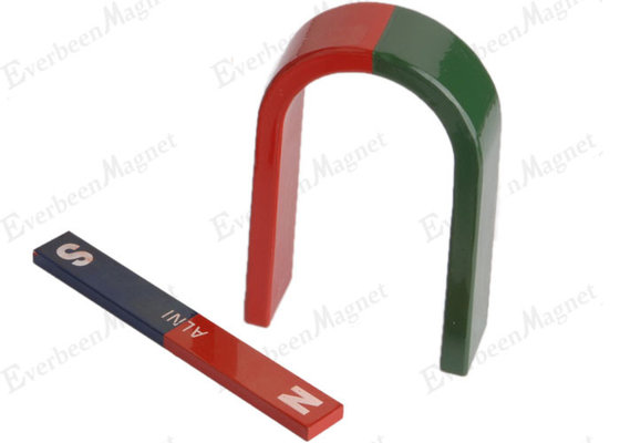 Red Green painted Alnico3 Educational Magnets , Cast AlNiCo Magnets bar