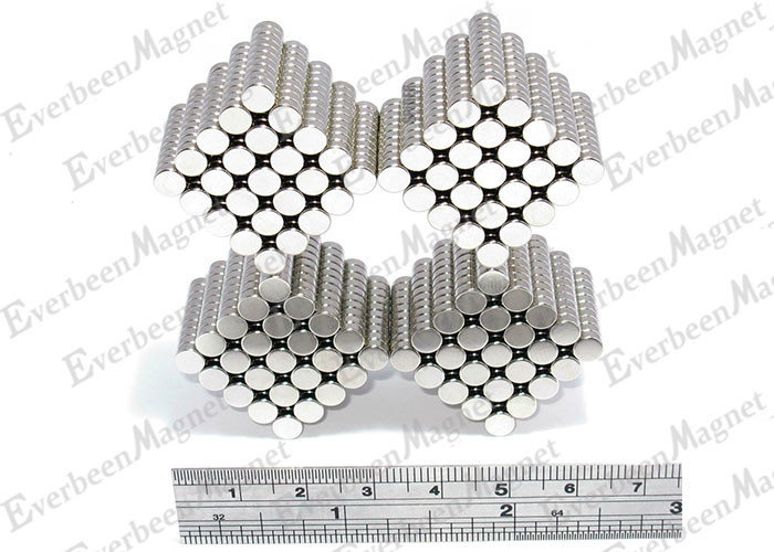 Super Strong Sensor NdFeB Permanent Magnets 4 * 2 mm Disc NdFeB Magnet Silver Color