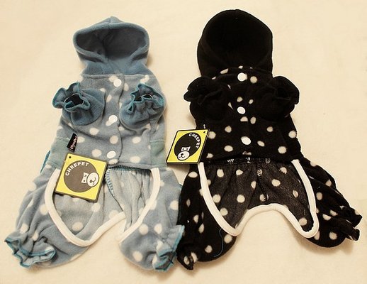 Cute Girl Blue Cotton Polka Dot Casual Winter Clothes For Small Dogs , PET Accessories
