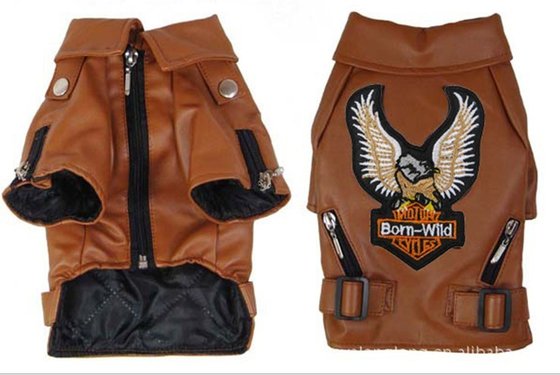 Big Small Personalized Pet Dog Clothes Leather Jacket Brown , Black Color For Winter