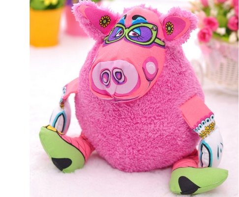 12 inch stuffed plush Pet Dog Toys pink pig shaped eco-friendly
