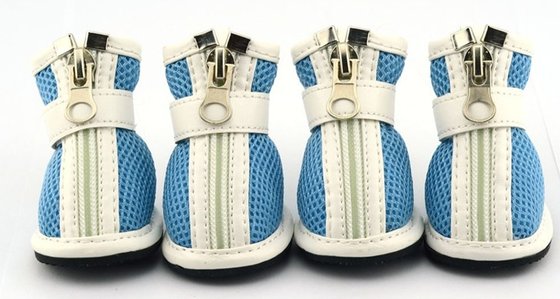 OEM PU leather PET Dog Shoes for summer , 4# 5# bule / red Rain Boots