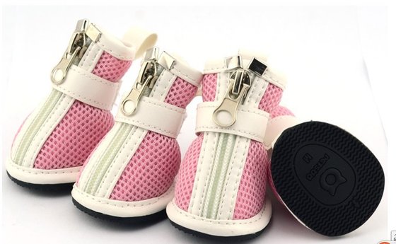 OEM PU leather PET Dog Shoes for summer , 4# 5# bule / red Rain Boots