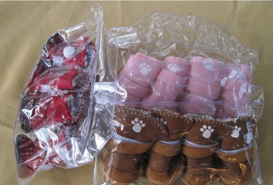XXL Warm pink pet dog shoes for autumn / winter cute dog shoes