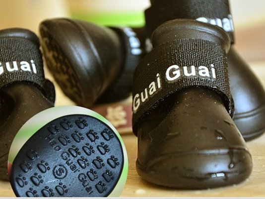 PU Waterproof non slip Pet Rain Shoes , Handsome Dog Shoes