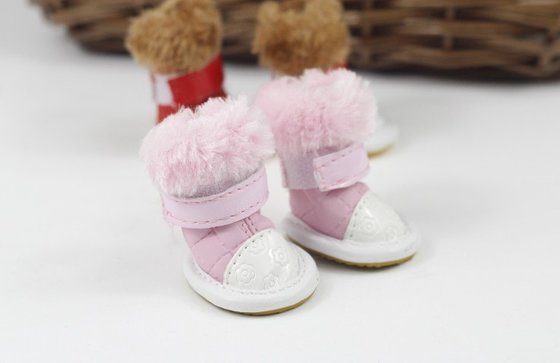 Party anti slip S , M , XL pet dog shoes winter With chamois