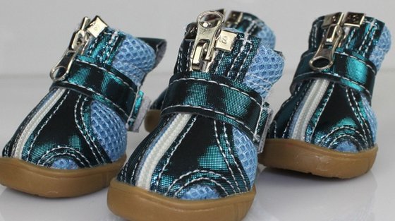 Custom made Zipper Winter small Pet Dog Shoes with PU Leather black