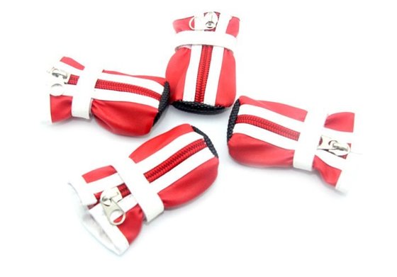 Cotton Pet Socks / Shoes with Rubber , Non slip Soles PET Dog Shoes with Zipper