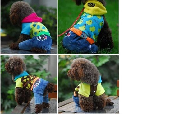 Lovely pet jeans overall dog clothes boxers fall and winter clothes outfit teddy bear