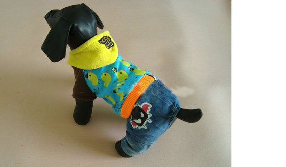 Lovely pet jeans overall dog clothes boxers fall and winter clothes outfit teddy bear