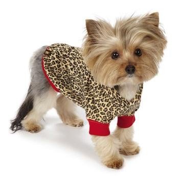 M. Isaac Mizrahi Leopard Dog Pullover / hoodie cotton for Small Breed Dog Yorkshire Terriers