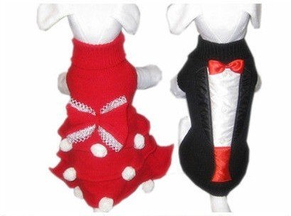 XS - XL dog bride and groom costumes Pet wedding dress 100% Acrylic