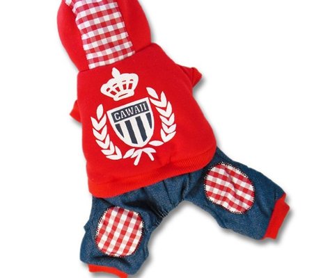 Customized Animal Dog Boy Check Clothes Jane Trousers Sasual Pet Wear for autumn