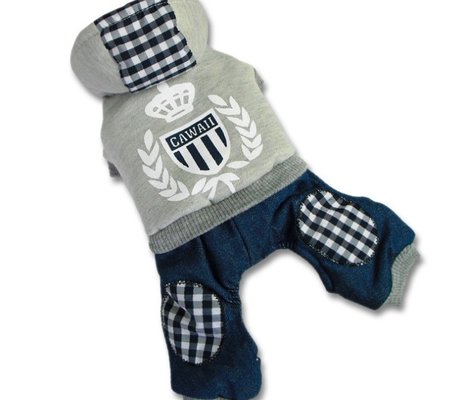 Customized Animal Dog Boy Check Clothes Jane Trousers Sasual Pet Wear for autumn
