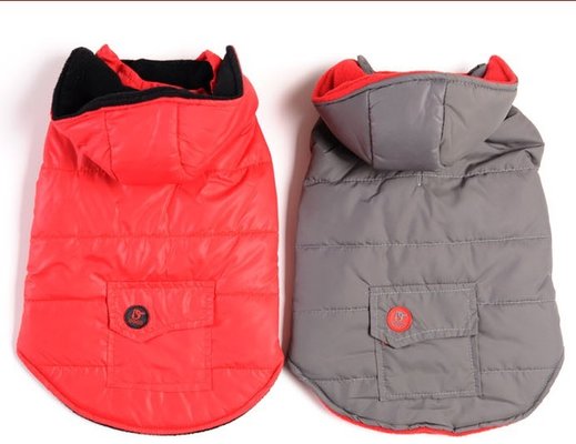 Personalized Dog Clothes Red Color For Cool Weather And Winter Dog Coats