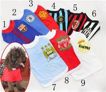 Cotton T-shirts Soccer football Costumes / dog sports jerseys 9 Clubs