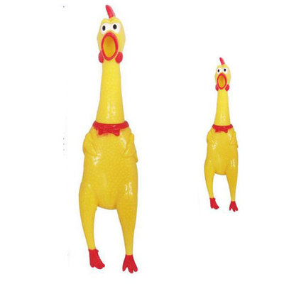 Screaming Yellow Rubber Chicken Pet Dog Toys Squeak Squeaker Chew Toy Gift