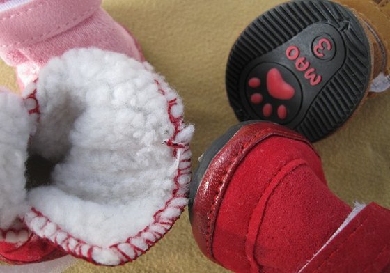 XXL Warm pink pet dog shoes for autumn / winter cute dog shoes