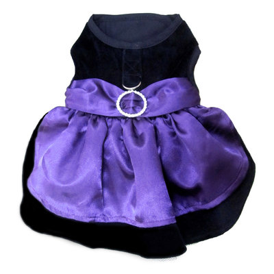 Terrier , dachshund Velvet Holiday Harness Small Breed Dog Dog Dress Set Clothing