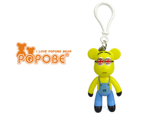 Customized Green 3 Inch Plastic POPOBE Bear Keychain For Business Gift
