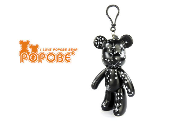 Rotatable Starry Sky Bear Customised Key Chains / Unique Plastic Key Ring